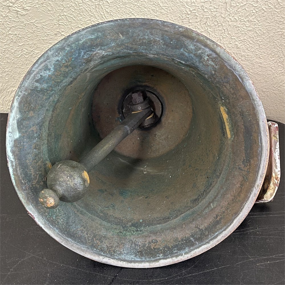 Blazing Auctions - Antique Bronze Fire Truck Bell w/ Yoke Mount