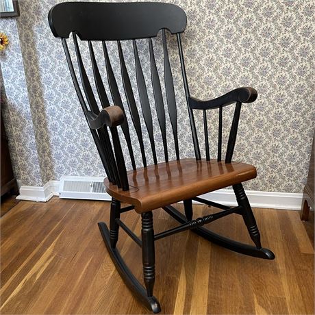Blazing Auctions - Solid Wood Two Tone Rocking Chair (Black and Wood ...