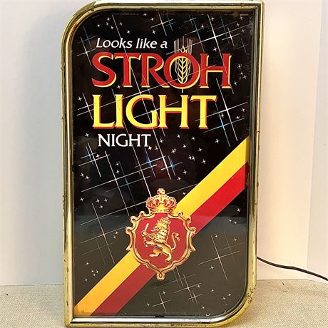 Blazing Auctions - Vtg Lighted Stroh Light Beer Advertising Sign