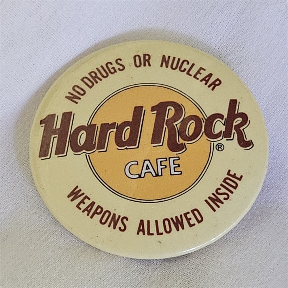 Blazing Auctions - Hard Rock Cafe Pinback Button, No Drugs or Nuclear ...