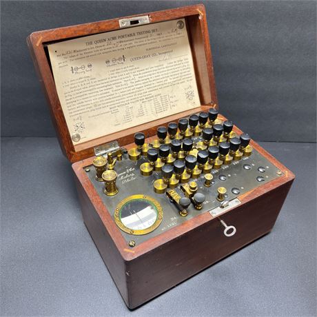 Blazing Auctions - Queen Acme Portable Testing Set - Mahogany Box with Key