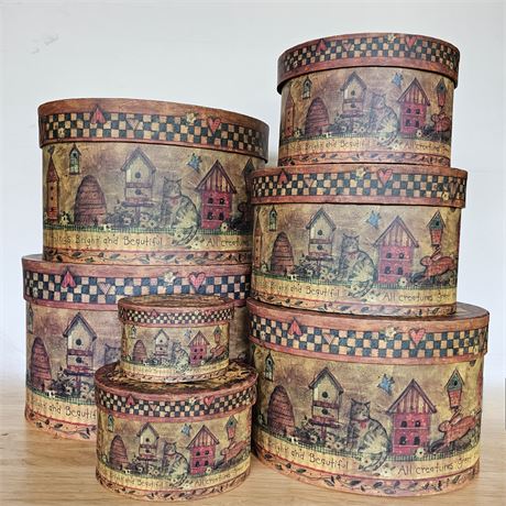 Blazing Auctions - Bob's Boxes~Set of 7 "Nesting Boxes" Primitive ...