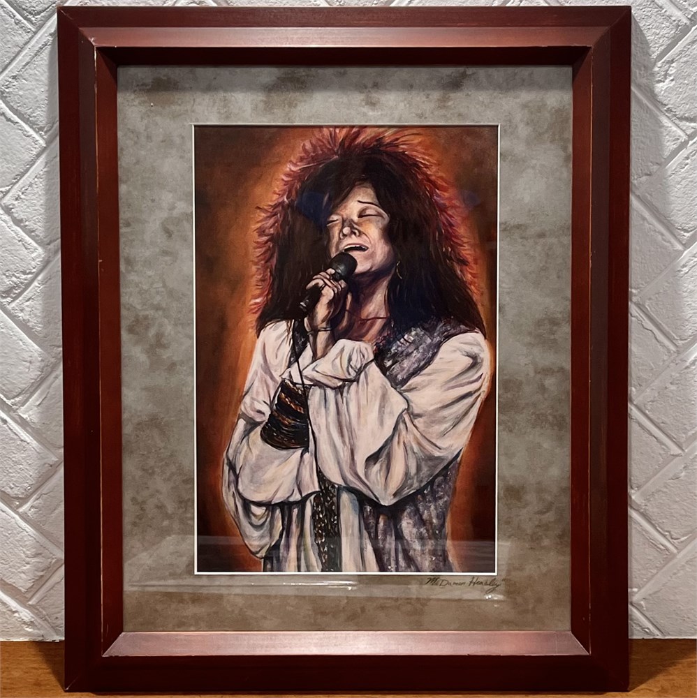Blazing Auctions - Signed Michael Damon Heasley Janis Joplin Framed Art ...