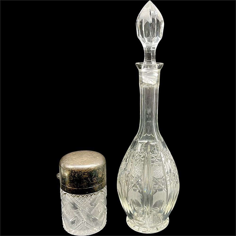 Blazing Auctions - Antique Silver & Cut Crystal Smelling Salts Bottle ...