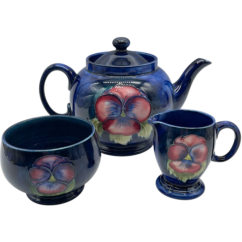Blazing Auctions - Moorcroft Pottery Tea Set with Teapot and Creamer ...