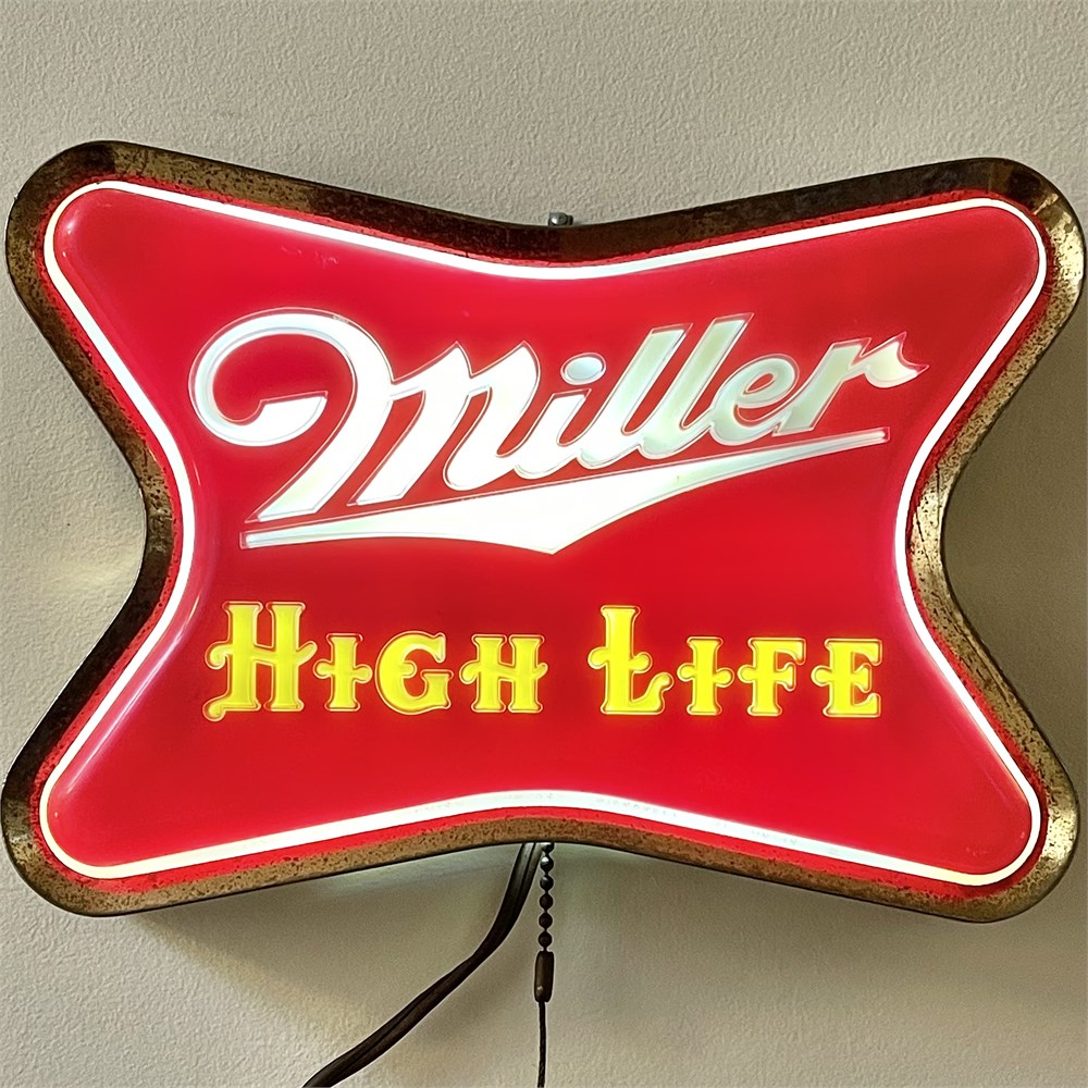 Blazing Auctions - Vtg Lighted Miller High Life Beer Sign by Lakeside ...