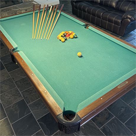 Blazing Auctions - Brunswick Heritage Pool Table w/ Billiard Balls ...