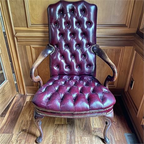 Blazing Auctions - Hancock and Moore Tufted Nailhead Trim Goose Neck Chair