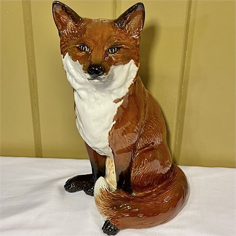 Blazing Auctions - Signed Beswick Fireside Seated Fox Porcelain Statue