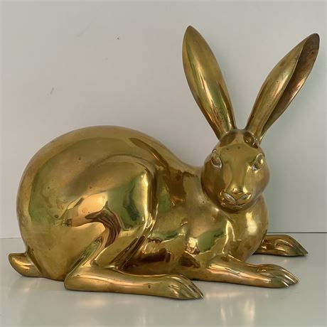Blazing Auctions - Solid Brass Seated Hare Figurine