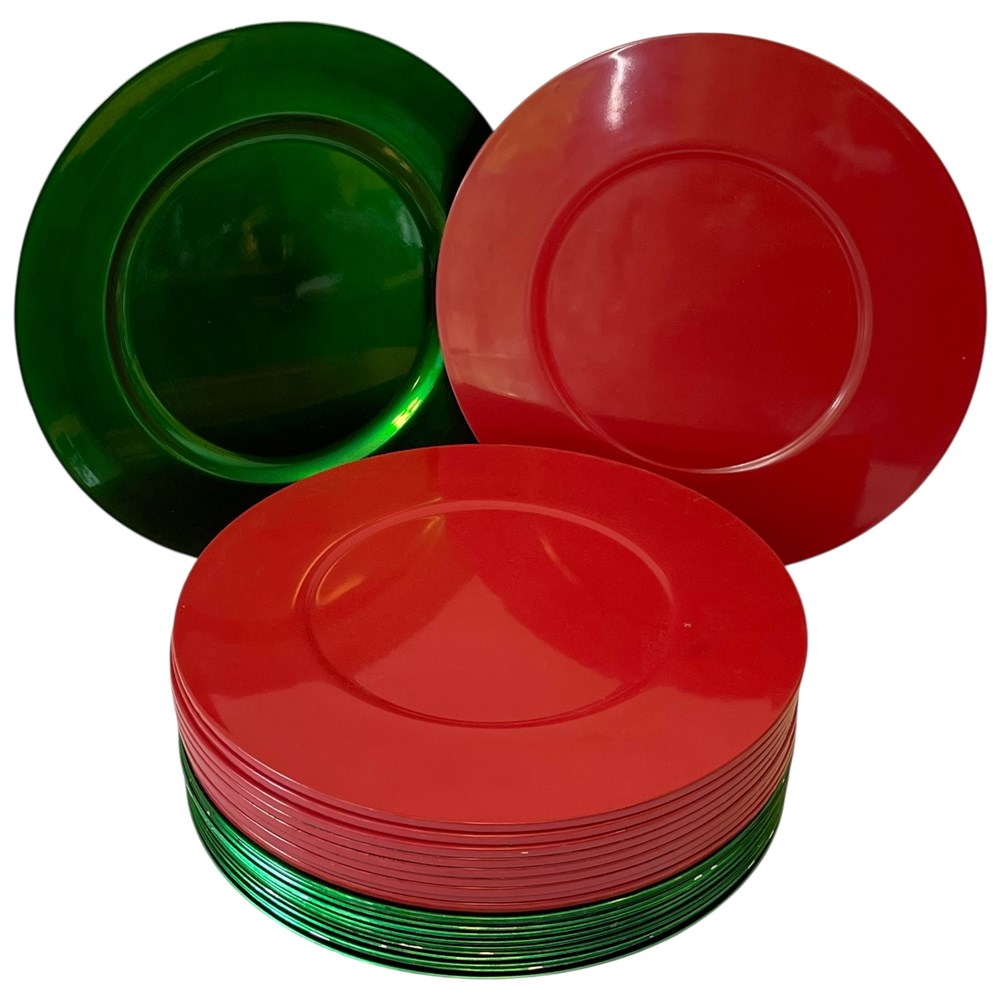 Blazing Auctions - (10)Red Mikasa & (11)Green Unbranded Charger Plates