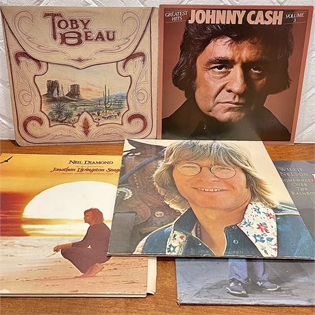 Blazing Auctions - (5) Country Vinyl Records with Johnny Cash, Toby ...
