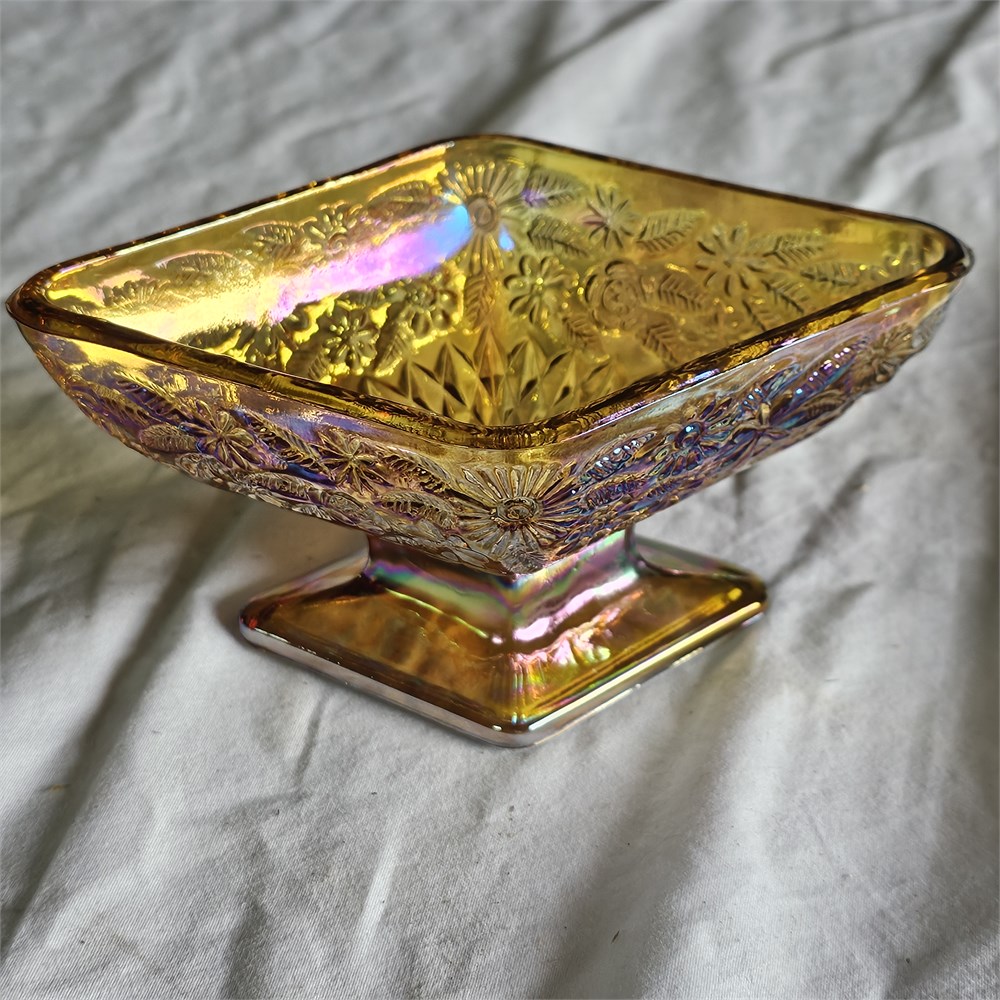 Blazing Auctions - Indiana Glass Amber Carnival Compote