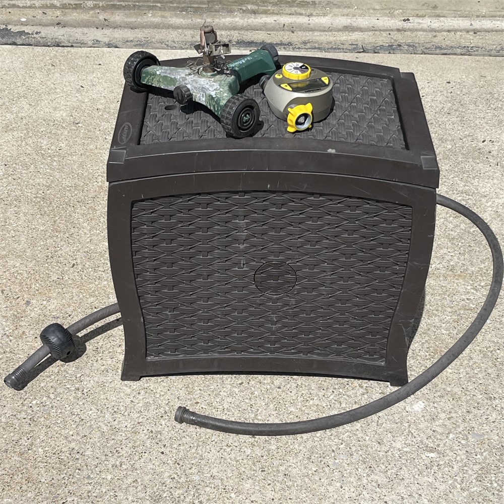 Blazing Auctions - Suncast Hose Reel Hideaway Box w/ Hose & Connectors
