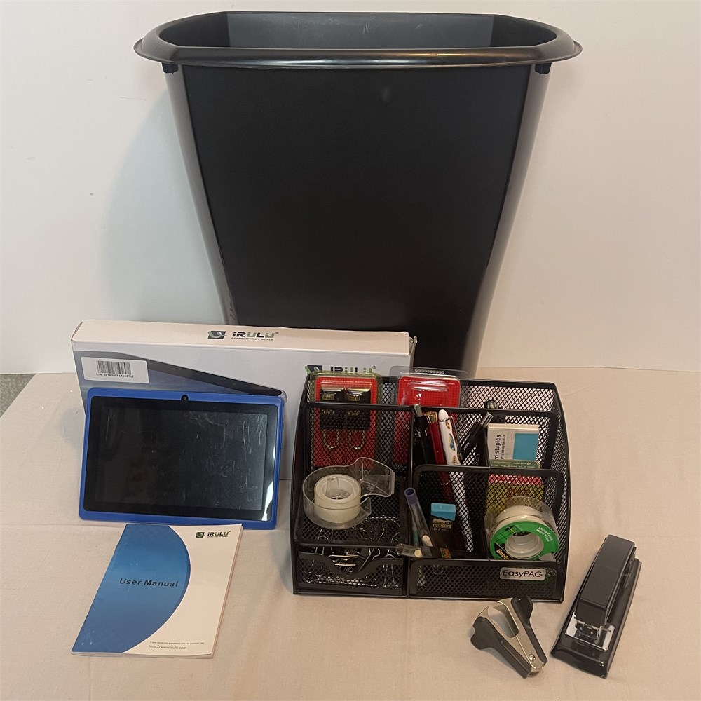 Blazing Auctions - Office Lot with iRULU 7" Tablet, Waste Basket ...