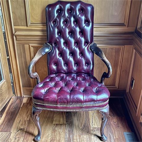 Blazing Auctions - Hancock and Moore Tufted Nailhead Trim Goose Neck Chair