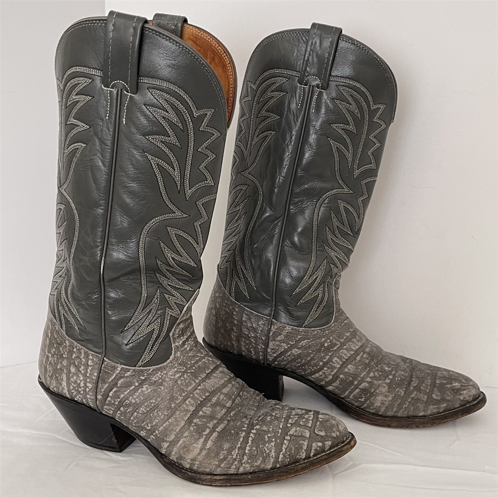 Blazing Auctions - Vtg Nocona Elephant Skin & Leather Cowboy Boots - Size 9
