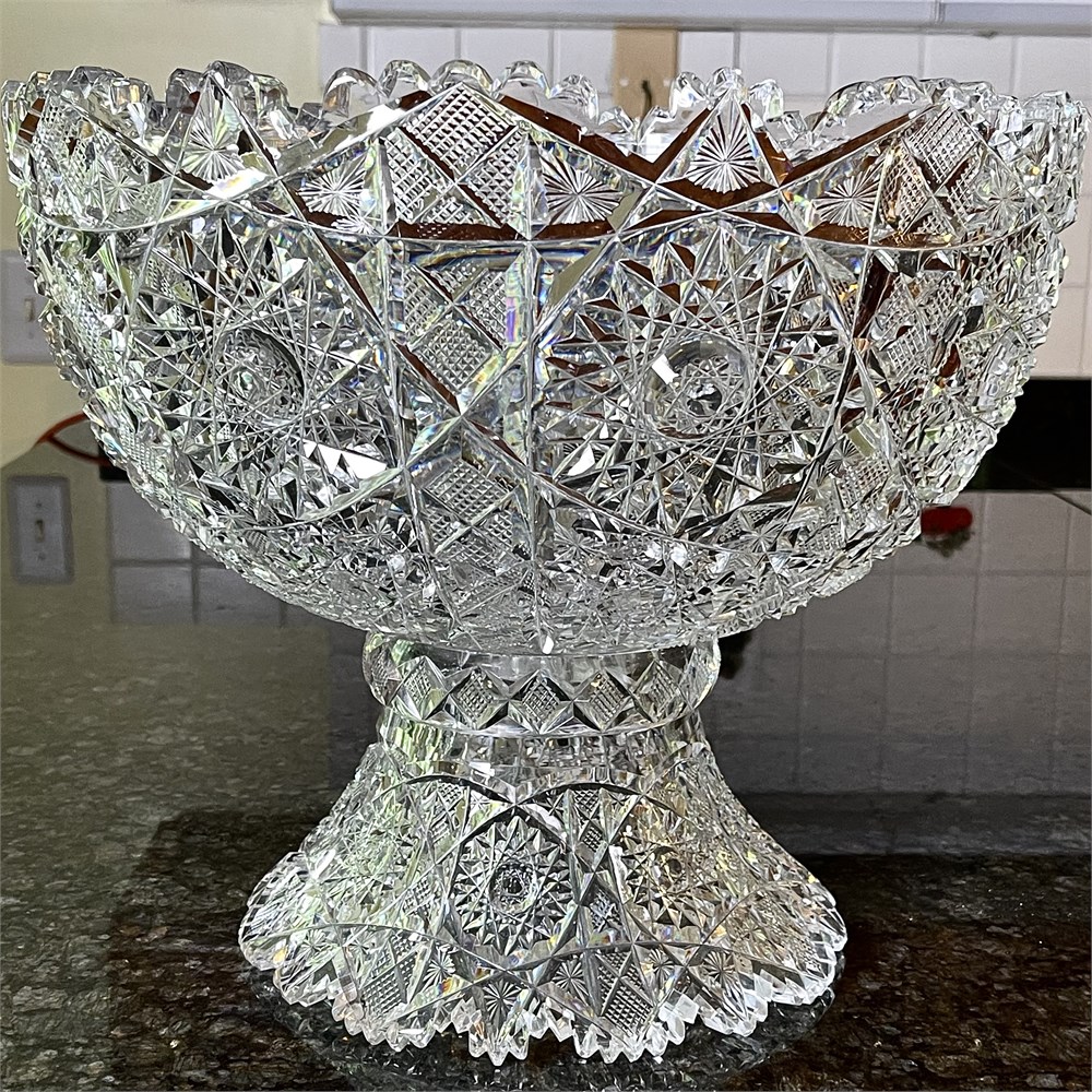 Blazing Auctions - Antique American Brilliant Cut Glass Punch Bowl