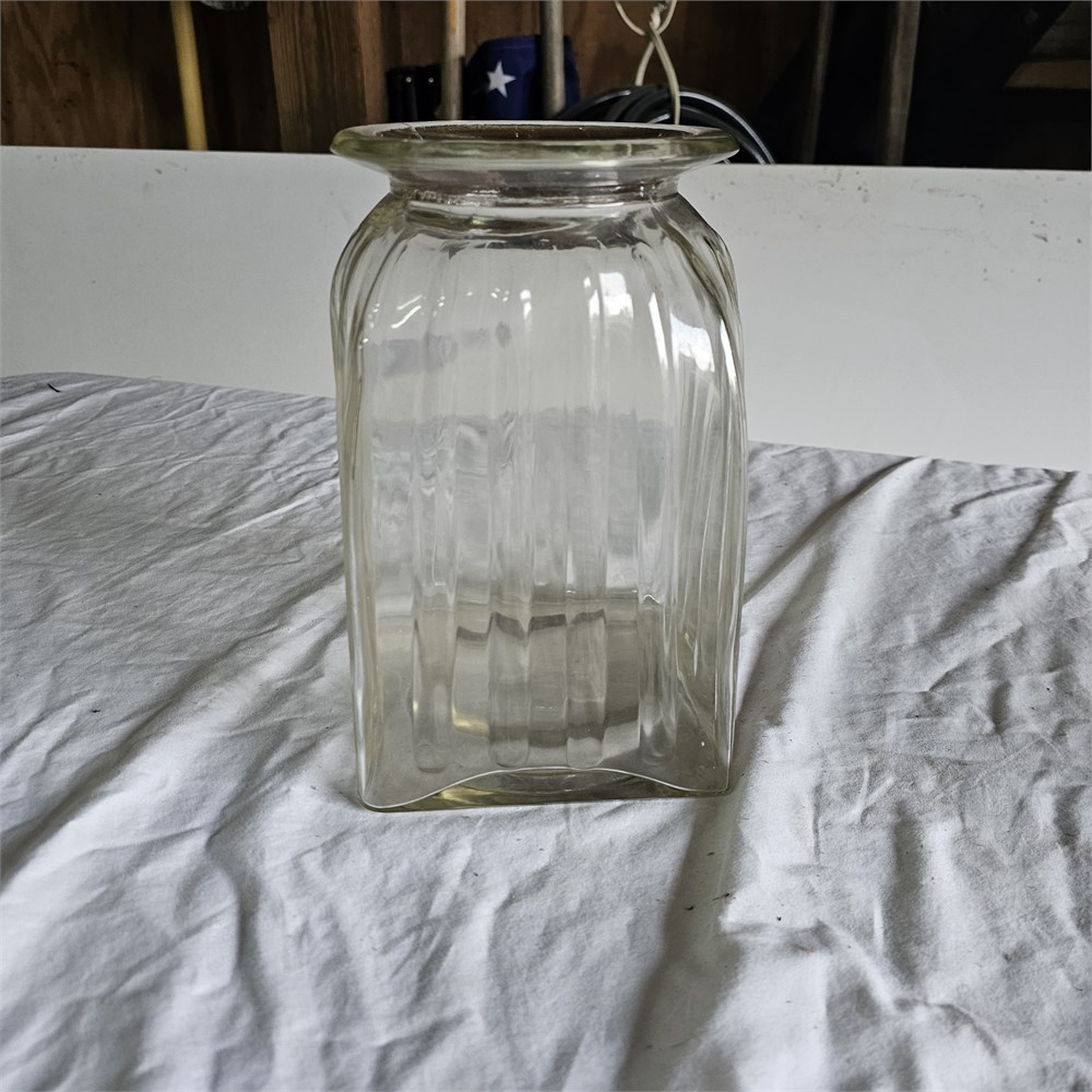 Blazing Auctions - vintage square glass jar, possibly a pickle jar or a ...