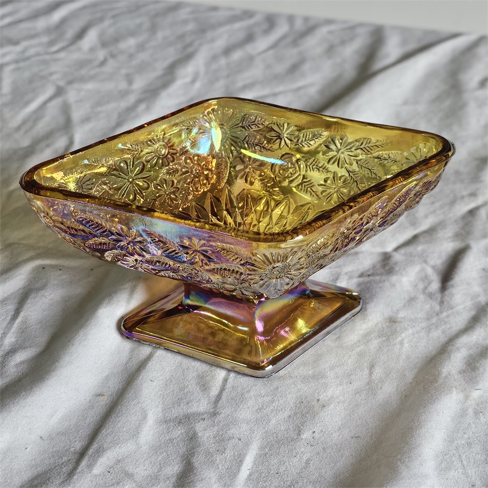 Blazing Auctions - Indiana Glass Amber Carnival Compote