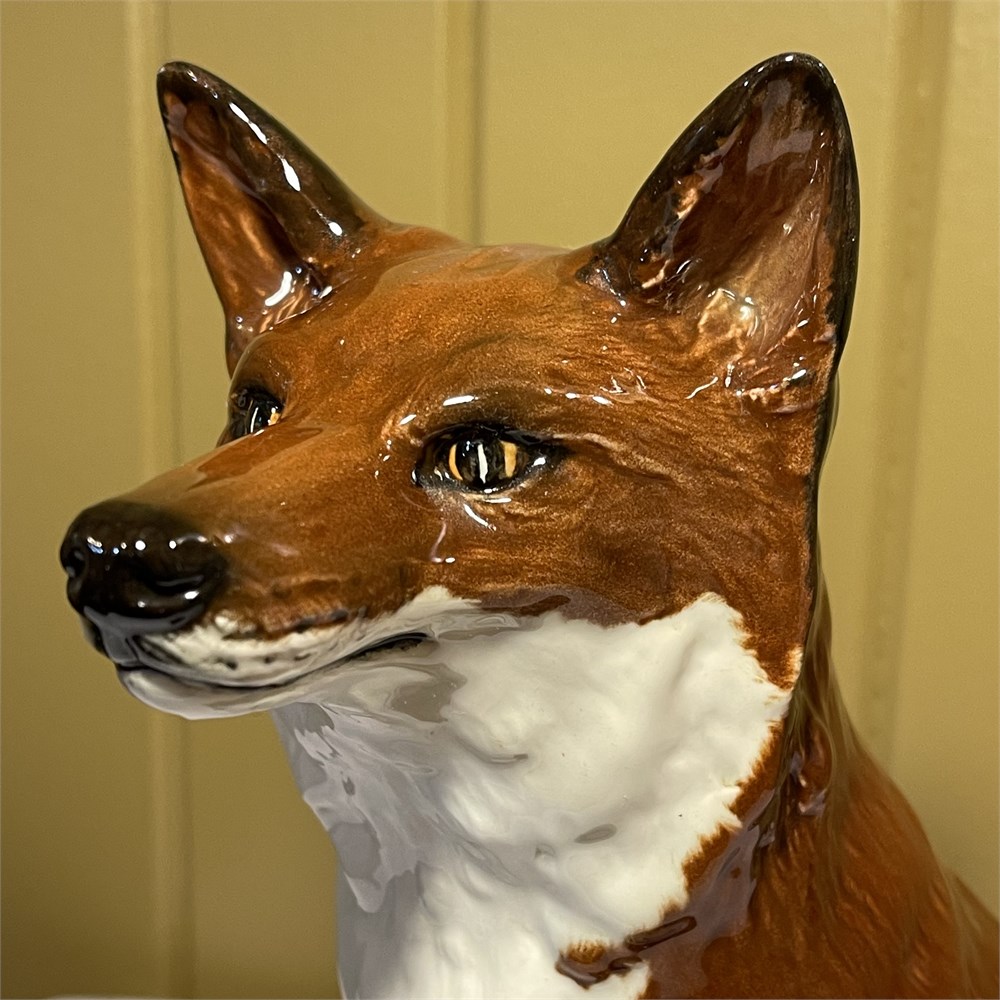 Blazing Auctions - Signed Beswick Fireside Seated Fox Porcelain Statue